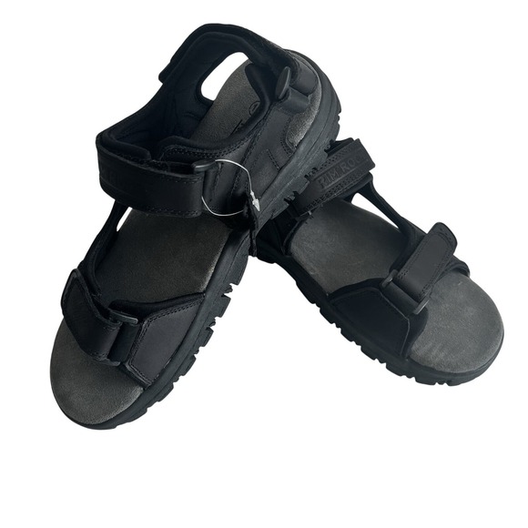 Shoes | Mens 1 Rim Rock Black Leather Sandals Tpr Sole Heavy Duty ...
